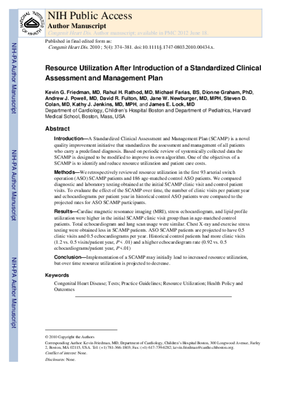 (PDF) Resource Utilization After Introduction of a Standardized ...