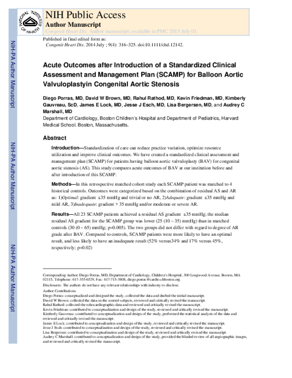 (PDF) Acute Outcomes after Introduction of a Standardized Clinical ...