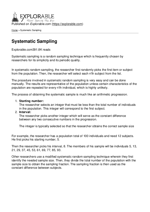 (PDF) Systematic Sampling
