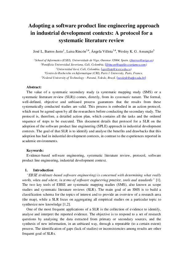 (PDF) Adopting a software product line engineering approach in industrial development contexts ...
