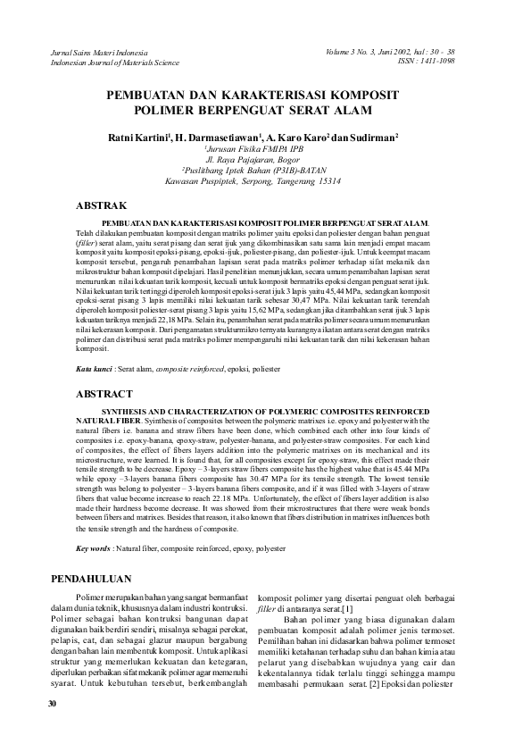 (PDF) Rka Pembuatan Dan Karakterisasi Komposit Polimer Berpenguat Serat ...
