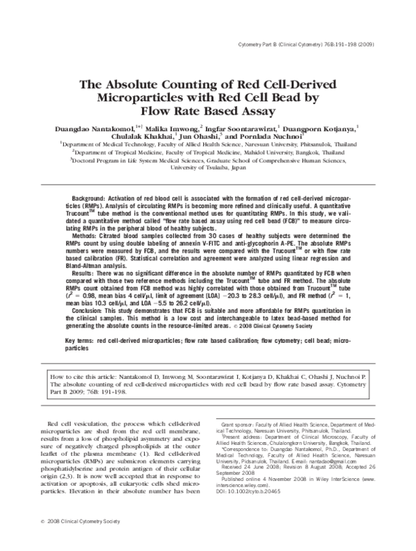 (PDF) The absolute counting of red cell-derived microparticles with red ...