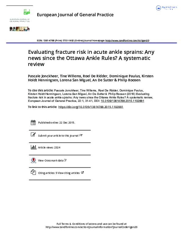 (PDF) Evaluating fracture risk in acute ankle sprains: Any news since ...
