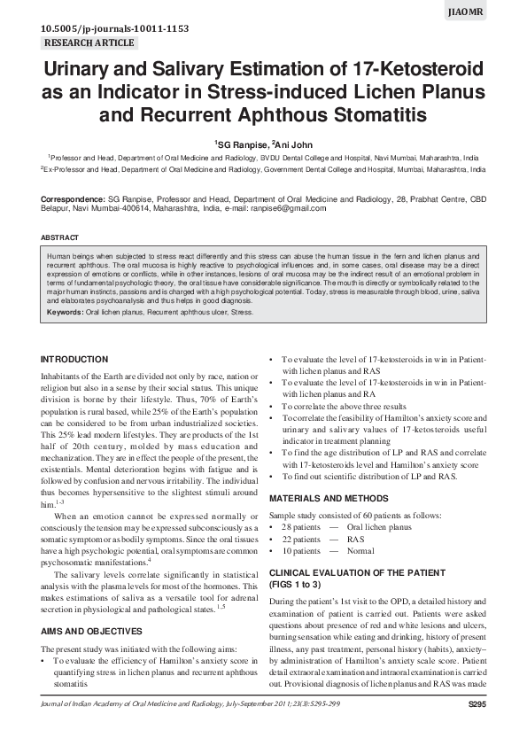 (PDF) Urinary and Salivary Estimation of 17-Ketosteroid as an Indicator ...