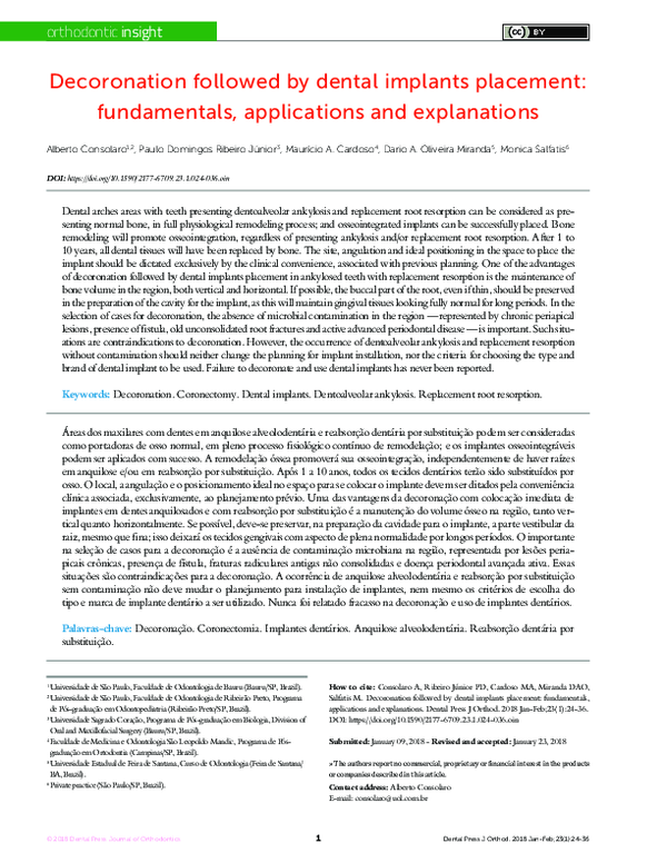 (PDF) Decoronation followed by dental implants placement: fundamentals ...