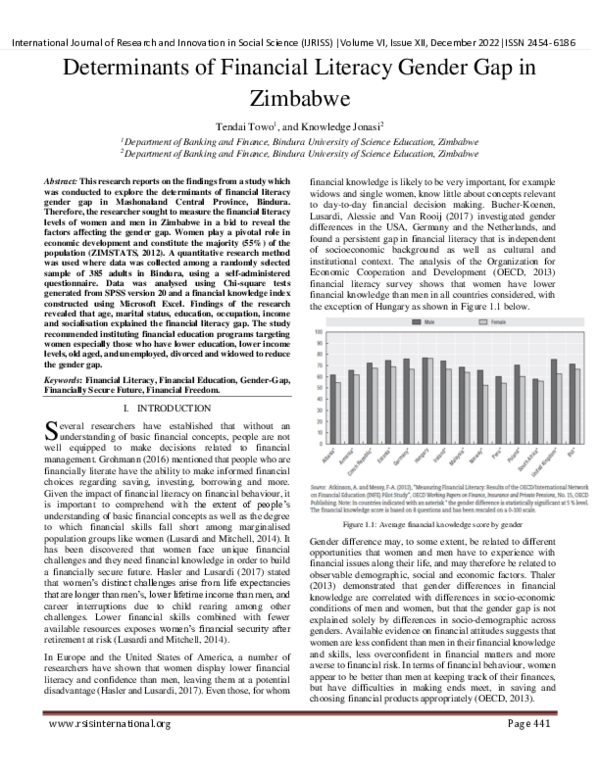 (PDF) Determinants of Financial Literacy Gender Gap in Zimbabwe