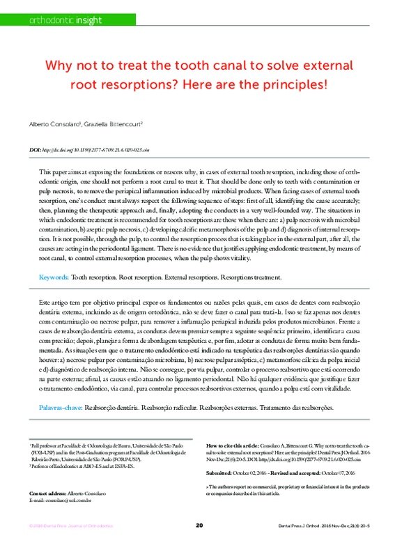 (PDF) Why not to treat the tooth canal to solve external root ...