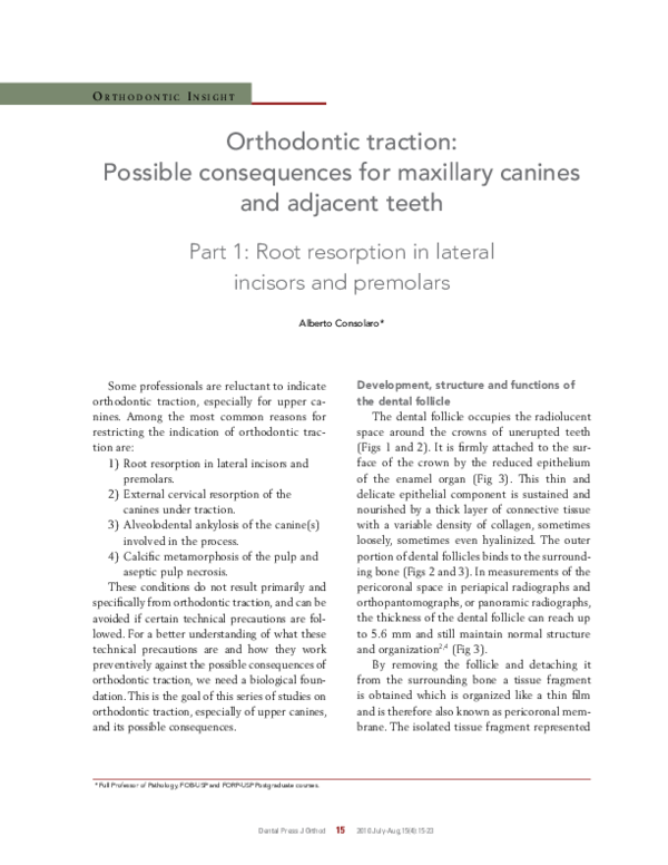 (PDF) Orthodontic traction: Possible consequences for maxillary canines and adjacent teeth Part ...
