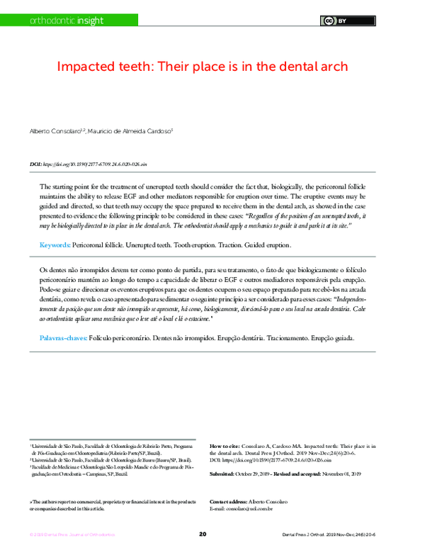 (PDF) Impacted teeth: Their place is in the dental arch