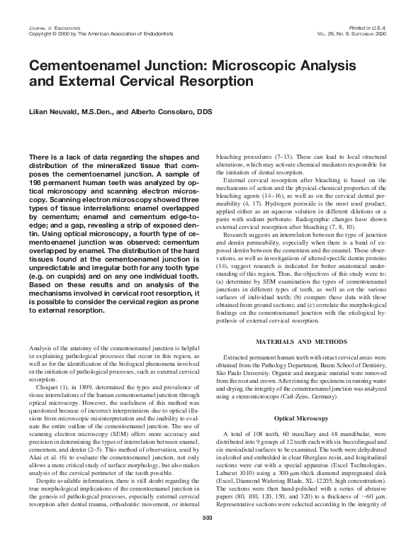 (PDF) Cementoenamel Junction: Microscopic Analysis and External ...