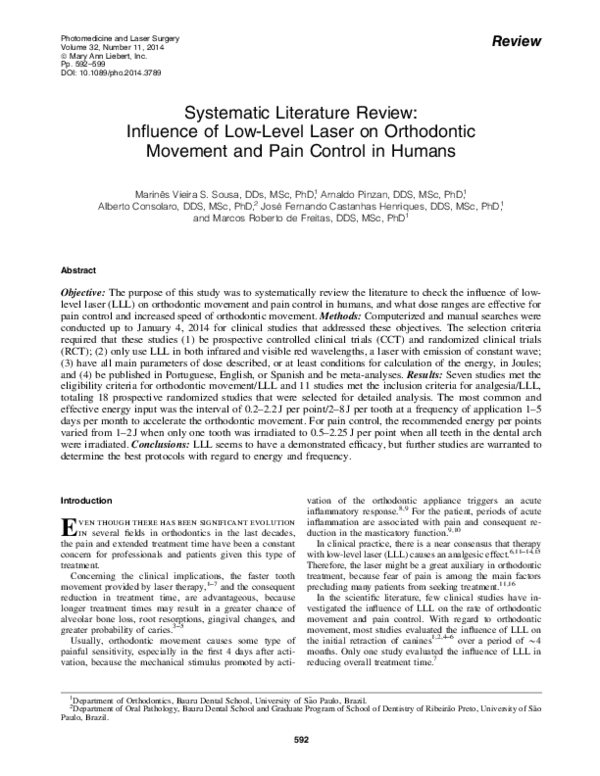 (PDF) Systematic literature review: influence of low-level laser on ...