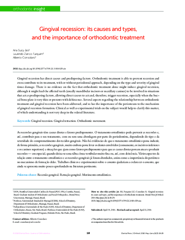 (PDF) Gingival recession: its causes and types, and the importance of ...