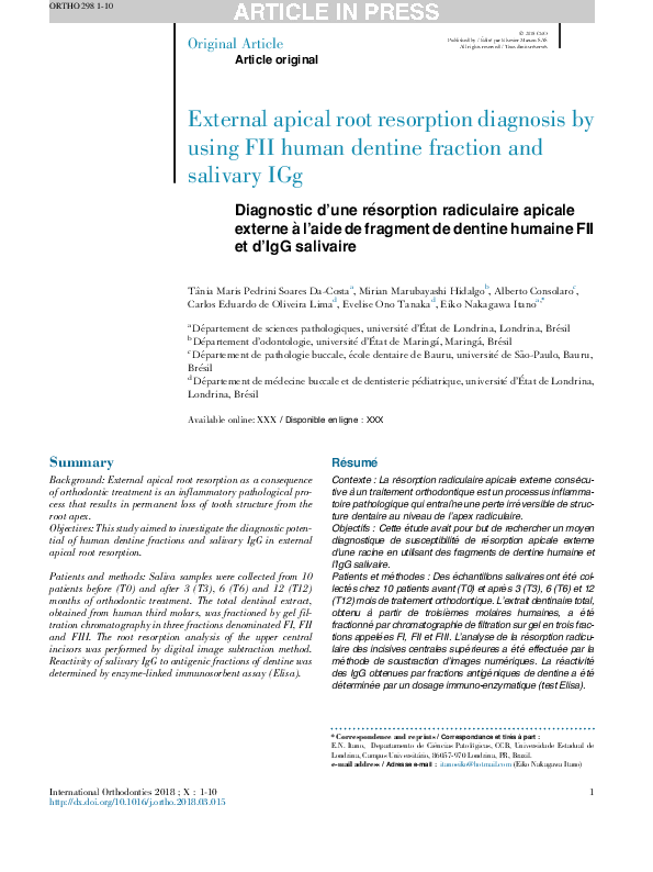 (PDF) Diagnostic d’une résorption radiculaire apicale externe à l’aide ...