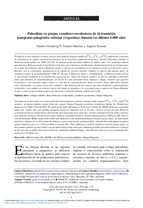 (PDF) Paleodieta en grupos cazadores-recolectores de la transición ...