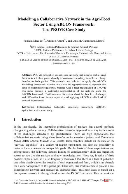 (PDF) Modelling a collaborative network in the agri-food sector using ARCON framework: The PROVE ...
