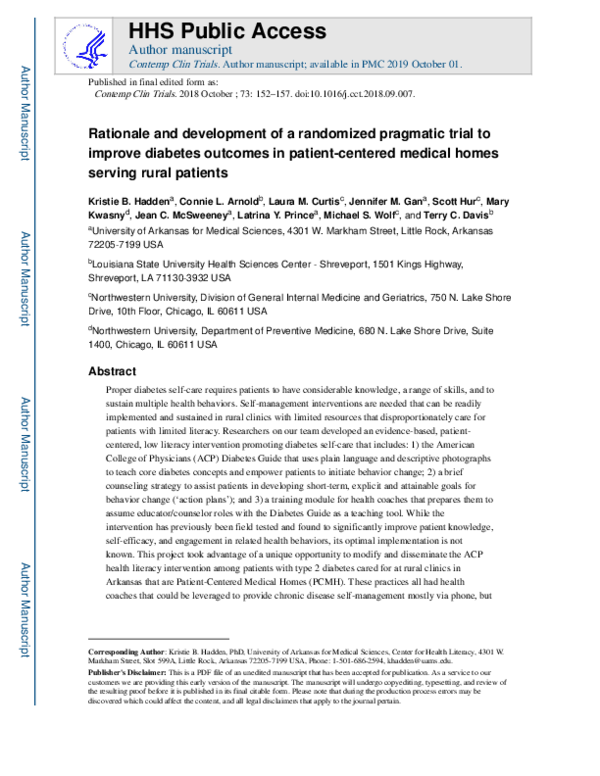 (PDF) Rationale and development of a randomized pragmatic trial to ...