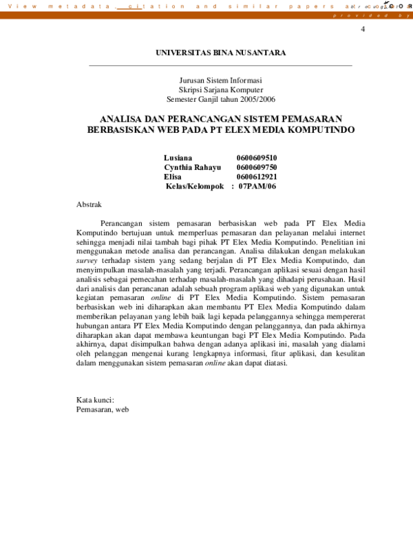(PDF) Analisa Dan Perancangan Sistem Pemasaran Berbasiskan Web Pada Pt ...