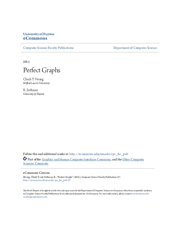 (PDF) CHAPTE R 28 Perfect Graphs