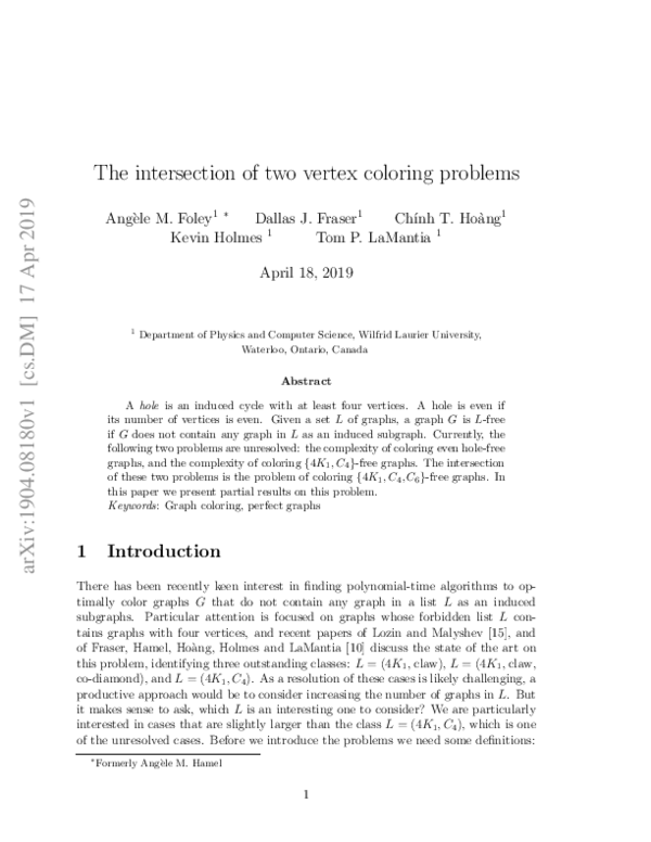 (PDF) The Intersection of Two Vertex Coloring Problems
