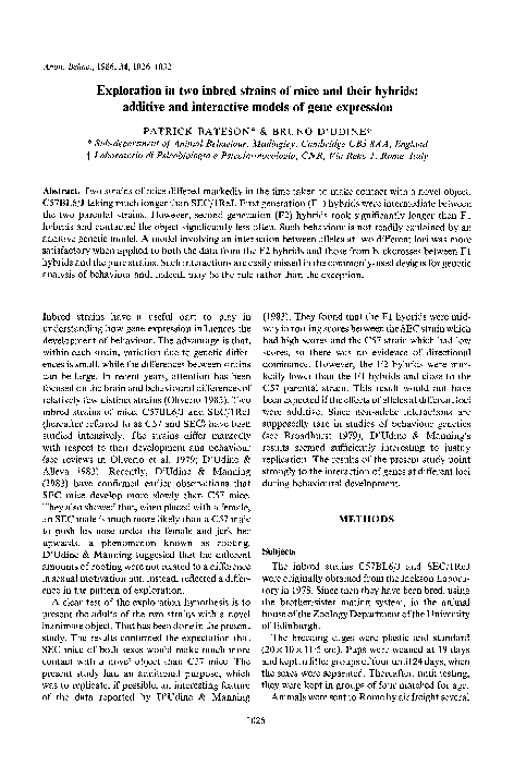 (PDF) Exploration in two inbred strains of mice and their hybrids ...