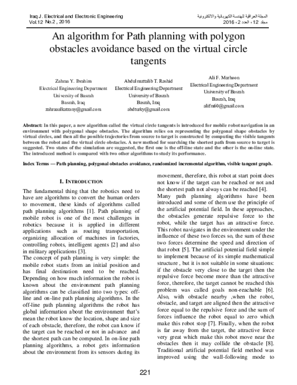 (PDF) An algorithm for Path planning with polygon obstacles avoidance based on the virtual ...