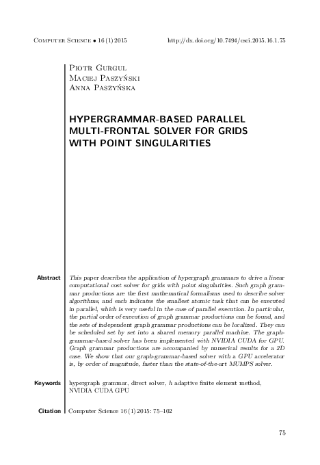 (PDF) Hypergrammar-Based Parallel Multi-Frontal Solver for Grids with Point Singularities