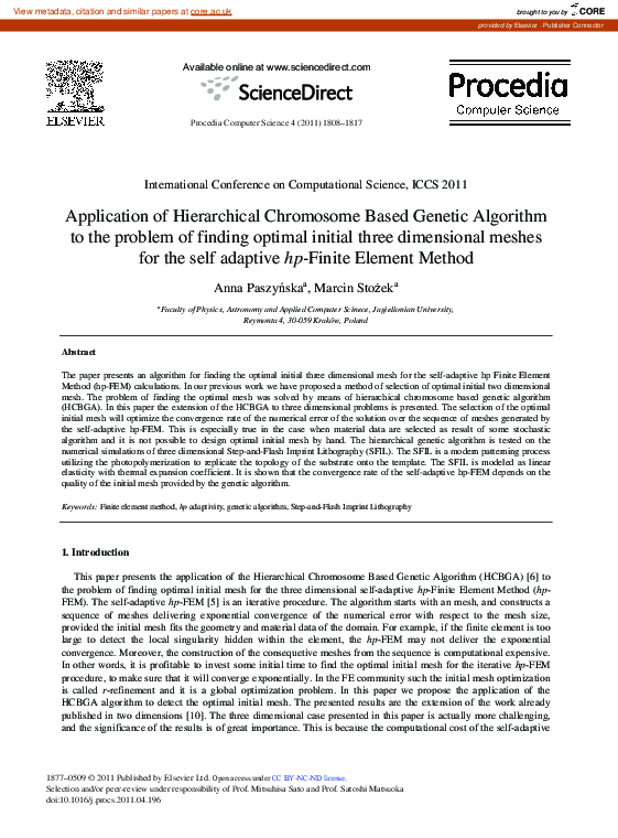 (PDF) Application of Hierarchical Chromosome Based Genetic Algorithm to the problem of finding ...