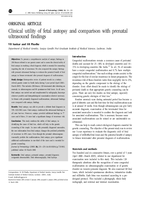 (PDF) Clinical utility of fetal autopsy and comparison with prenatal ...