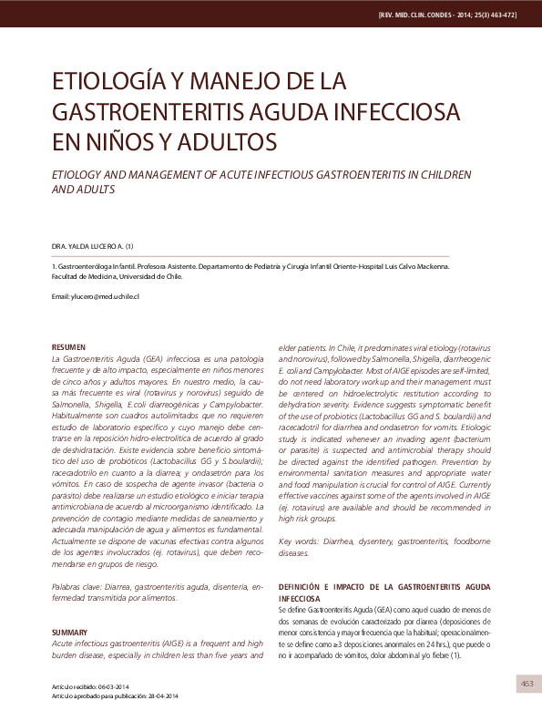 (PDF) Etiología y manejo de la gastroenteritis aguda infecciosa en ...