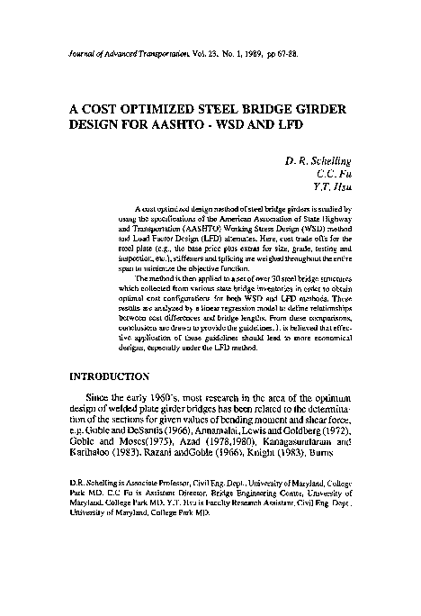 (PDF) A cost optimized steel bridge girder design for aashto - WSD and LFD