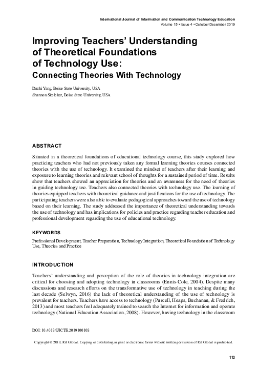 (PDF) Improving Teachers' Understanding of Theoretical Foundations of ...