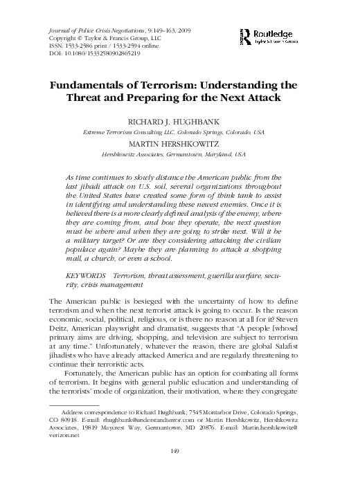 (PDF) Fundamentals of Terrorism: Understanding the Threat and Preparing ...