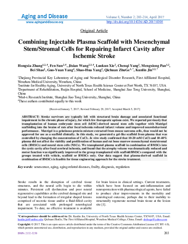 (PDF) Combining Injectable Plasma Scaffold with Mesenchymal Stem ...
