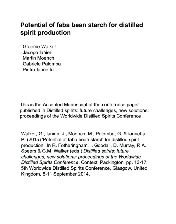 (PDF) Potential of faba bean starch for distilled spirit production