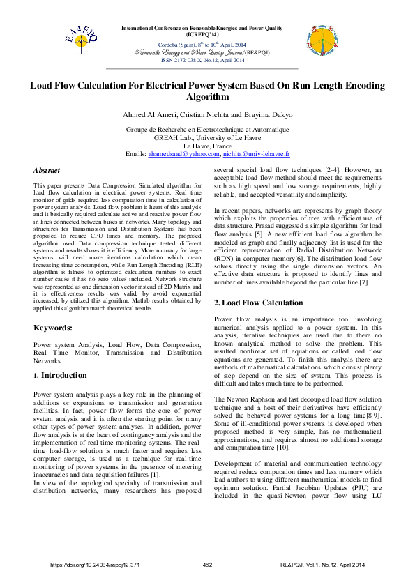 (PDF) Load Flow Calculation For Electrical Power System Based On Run ...