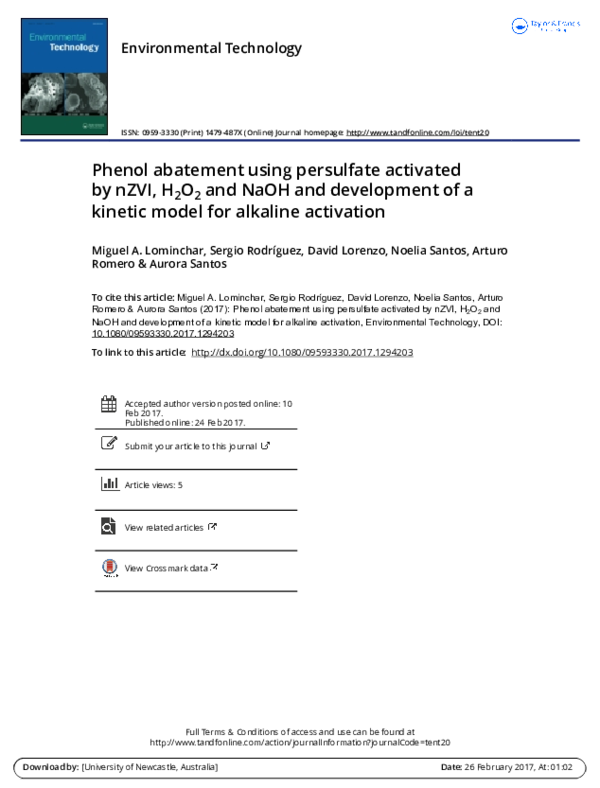 (PDF) Phenol abatement using persulfate activated by nZVI, H2O2 and ...