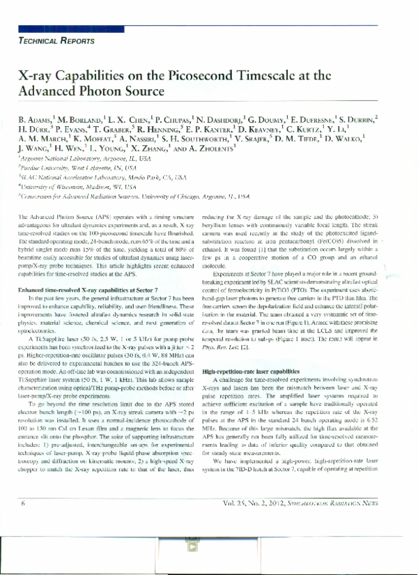 (PDF) X-ray Capabilities on the Picosecond Timescale at the Advanced ...