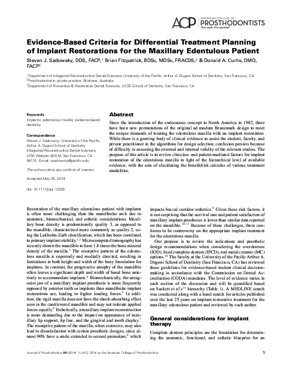 (PDF) Evidence-Based Criteria for Differential Treatment Planning of ...