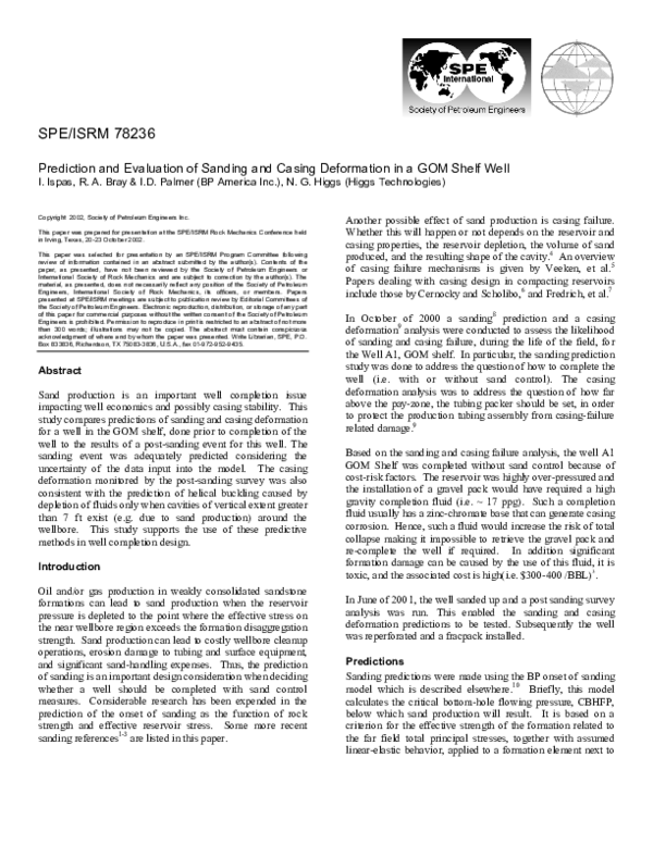 (PDF) Prediction and Evaluation of Sanding and Casing Deformation in a ...