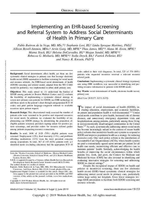 (PDF) Implementing an EHR-based Screening and Referral System to ...