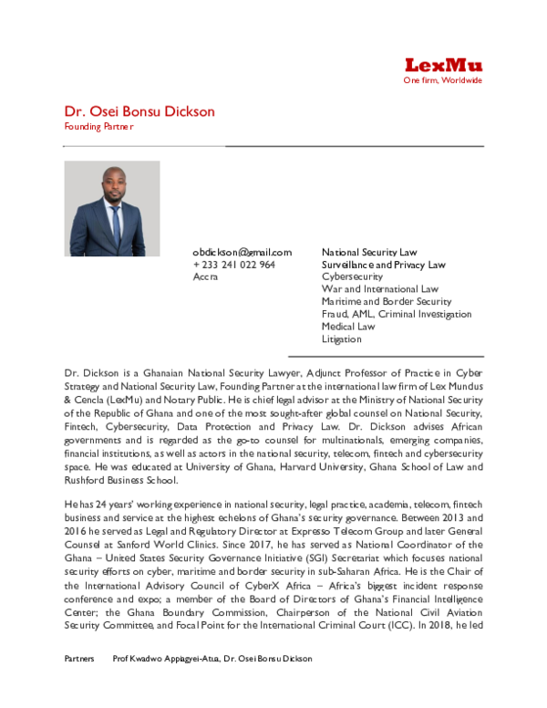 (PDF) DR. OSEI BONSU DICKSON - BIO