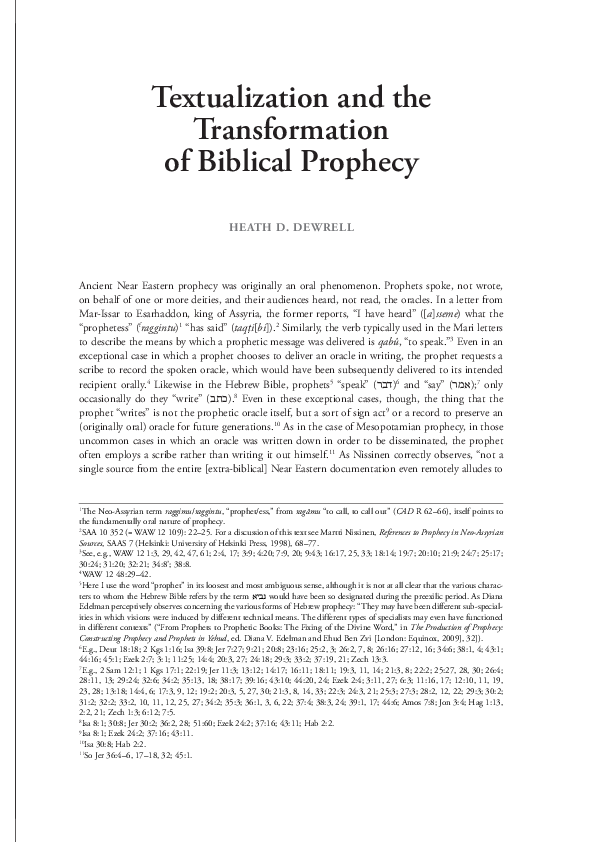 (PDF) Textualization and the Transformation of Biblical Prophecy