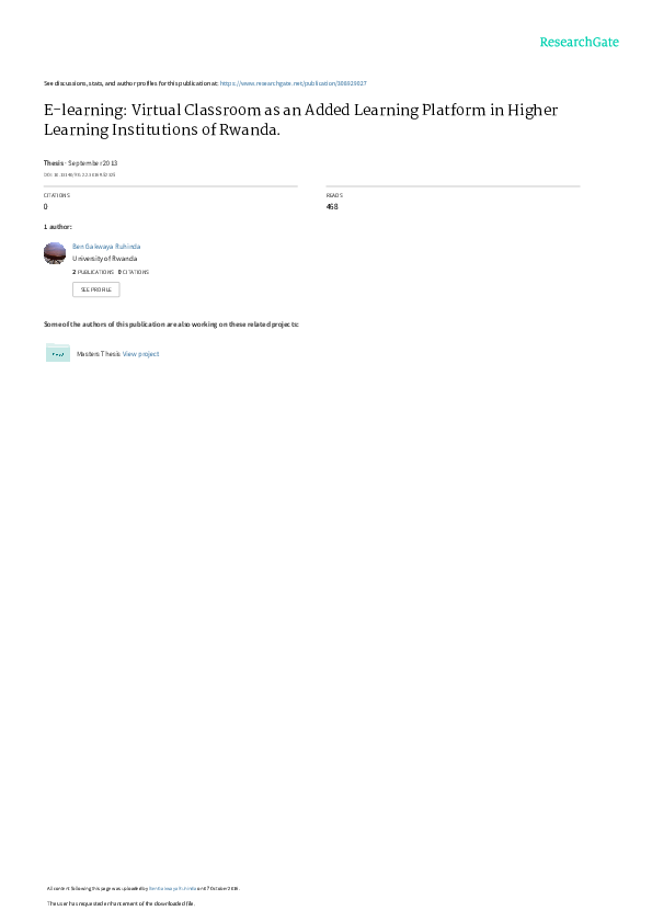 (PDF) Research title: E-learning: Virtual Classroom as an Added ...