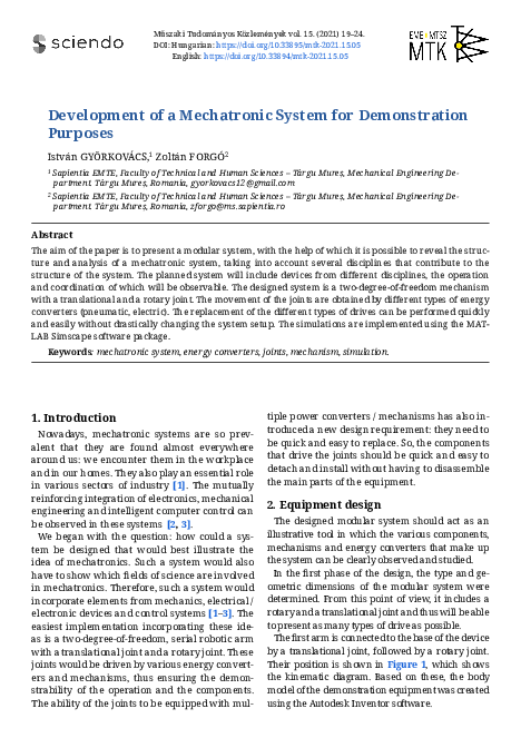 (PDF) Development of a Mechatronic System for Demonstration Purposes