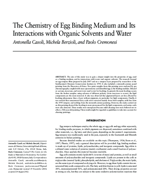 (PDF) The chemistry of the egg binding medium and its interactions with ...