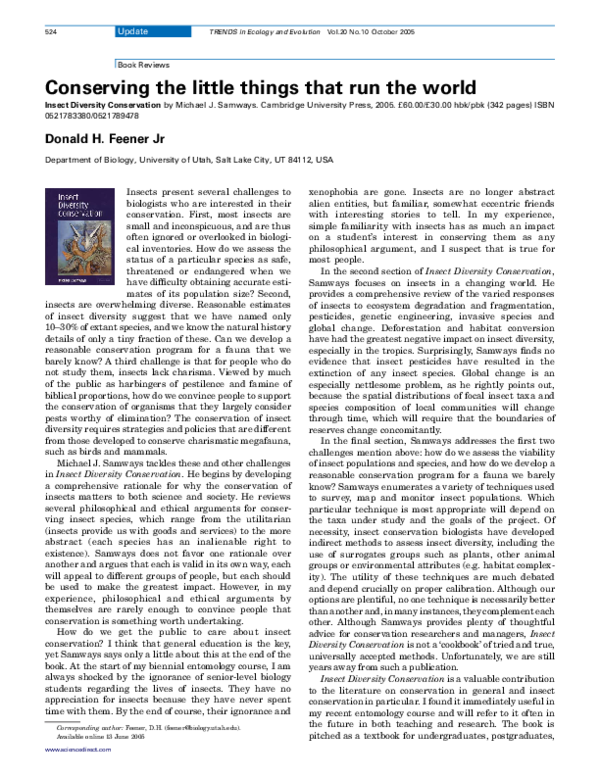 (PDF) Conserving the little things that run the world