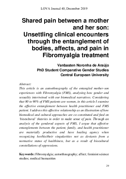 (PDF) Shared pain between a mother and her son: Unsettling clinical ...