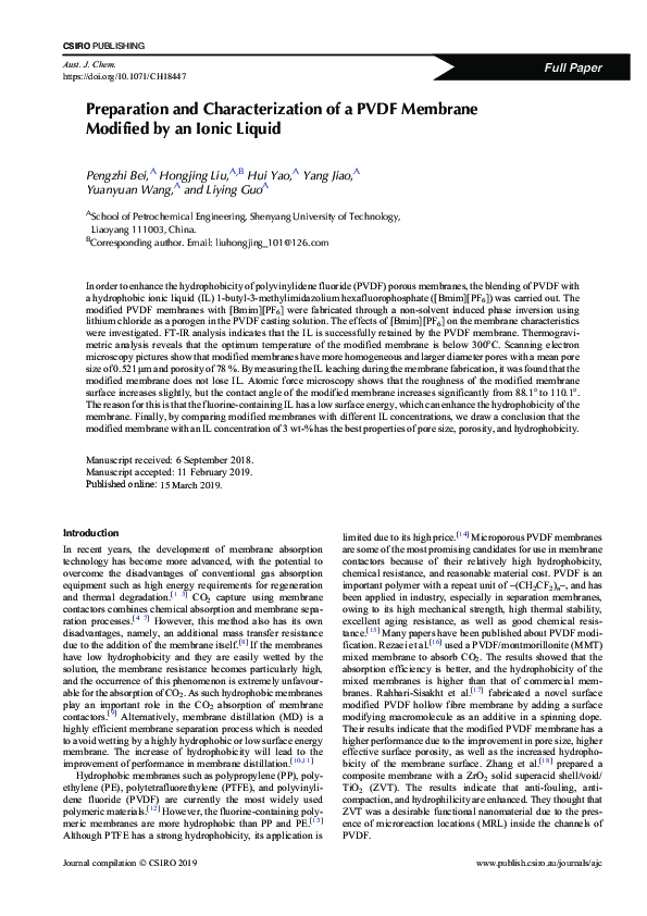 (PDF) Preparation and characterization of PVDF membranes incorporated ...