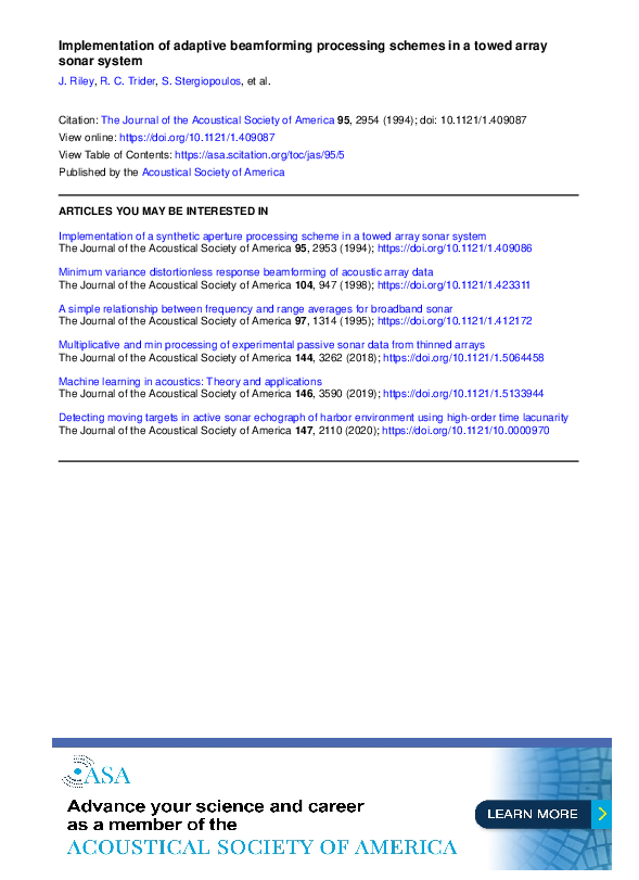 (PDF) Implementation of adaptive beamforming processing schemes in a ...