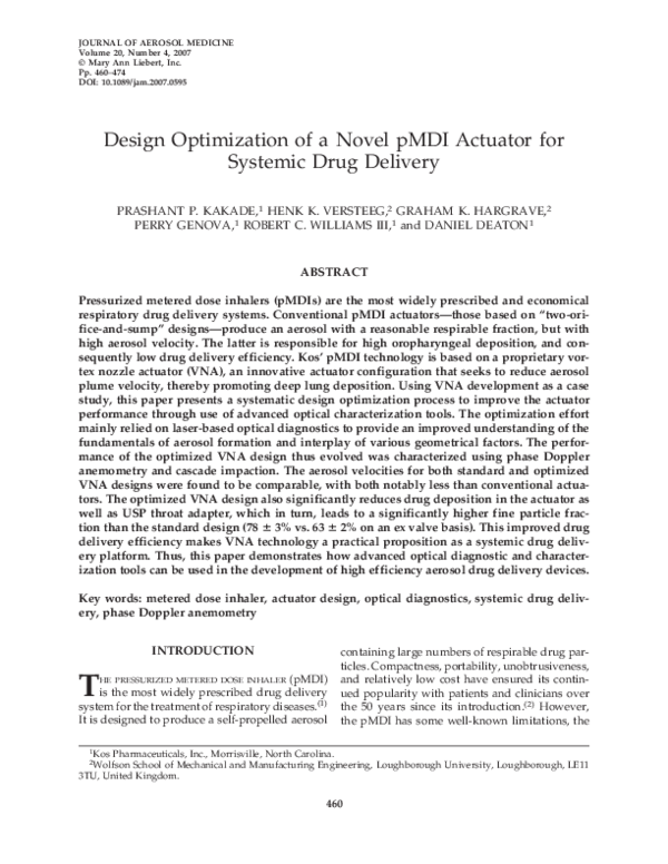 (PDF) Design optimization of a novel pMDI actuator for systemic drug ...